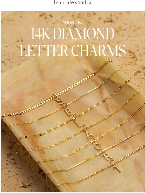 Leah Alexandra Jewelry: NEW IN: 14K DIAMOND SPARK LETTER CHARMS | Milled