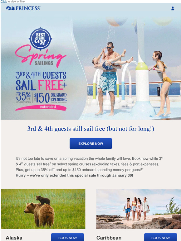 Princess Cruises: Now extended: 3rd & 4th guests sail free on spring ...