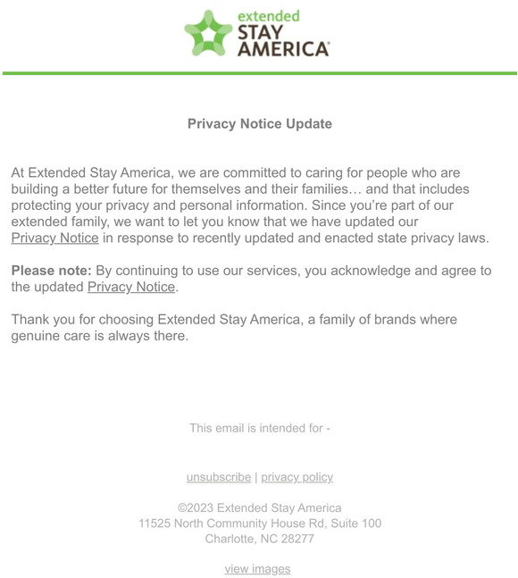 Extended Stay America: Yes, we too have recently updated our Privacy ...