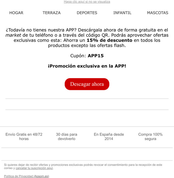 Aosom: 📲Exclusivo APP: 15% DTO en todo | Milled