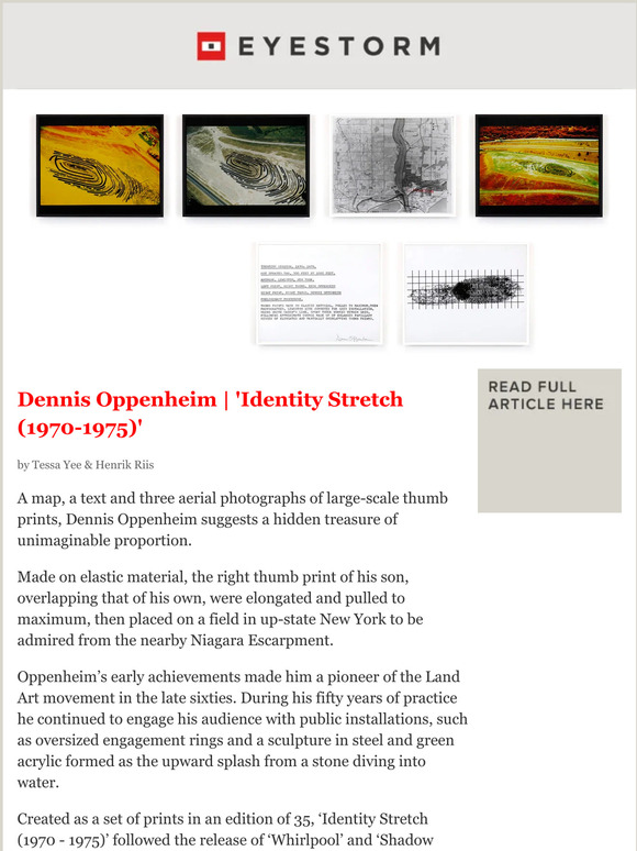 Eyestorm: Dennis Oppenheim | 'Identity Stretch (1970-1975)' | Leaving ...