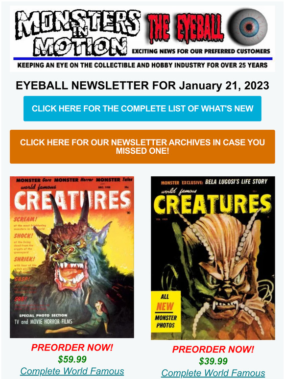 Monsters in Motion: EYEBALL NEWS: WORLD FAMOUS CREATURES,UNIVERSAL ...