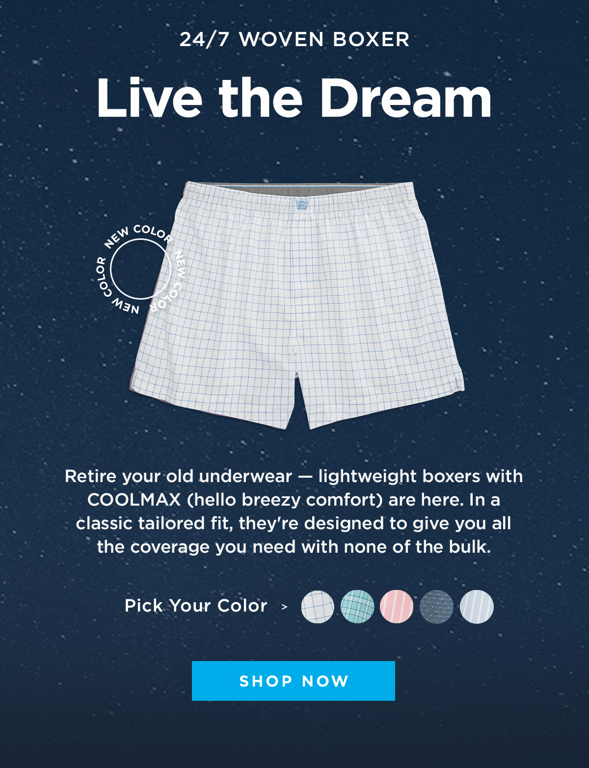 Mack Weldon: New Color Drop: 24/7 Woven Boxers. | Milled