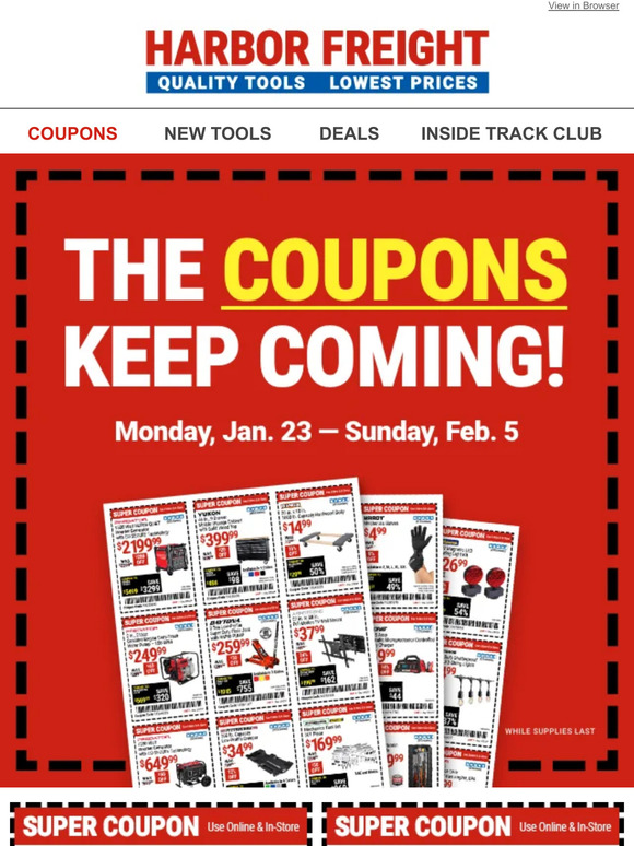 Harbor Freight: NEW COUPONS Coming in Hot! | Milled