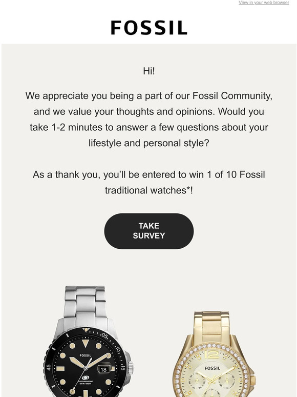 Fossil: Take our style survey & you could win a watch. | Milled