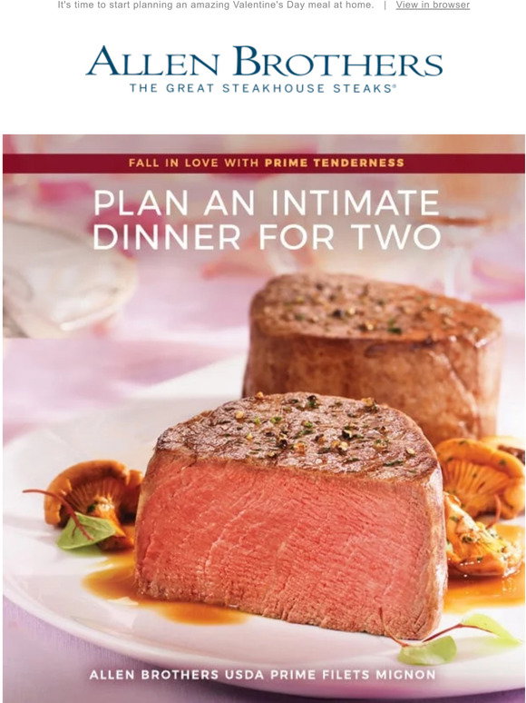 Allen Brothers: Prime Filets, an Intimate Dinner for Two | Milled