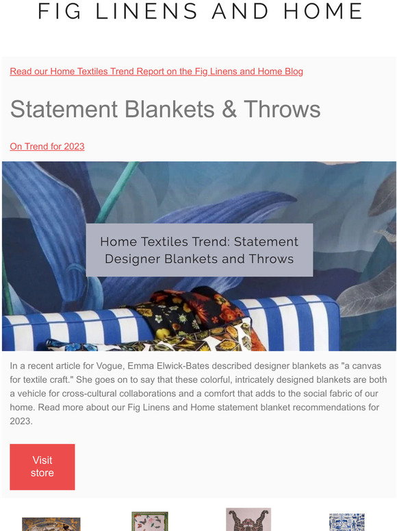 Fig Linens and Home: Trend Alert: Statement Blankets & Throws for 2023 ...
