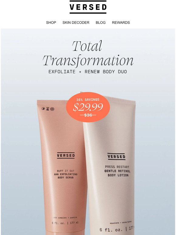 Versed: 16% off our NEW body scrub + lotion bundle | Milled