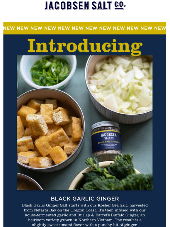 Jacobsen Salt Co.: NEW! Black Garlic Ginger Salt 🧄 | Milled