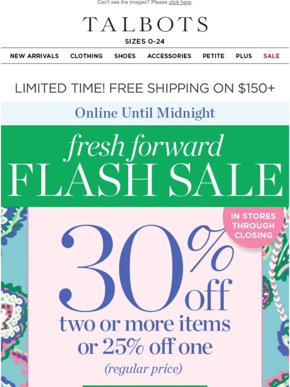 Talbots: 30% off 2+ new styles ⚡ ENDS MIDNIGHT ⚡ | Milled