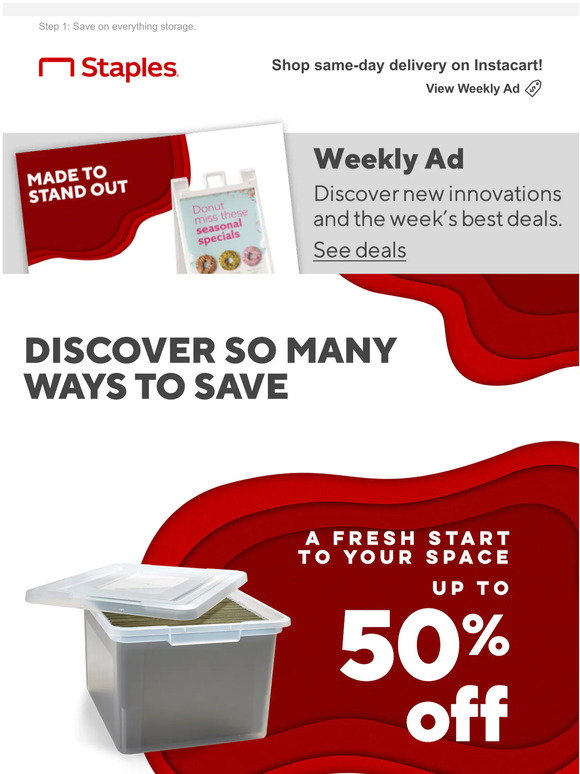 Staples: 50% off! Let’s get ORGANIZED | Milled