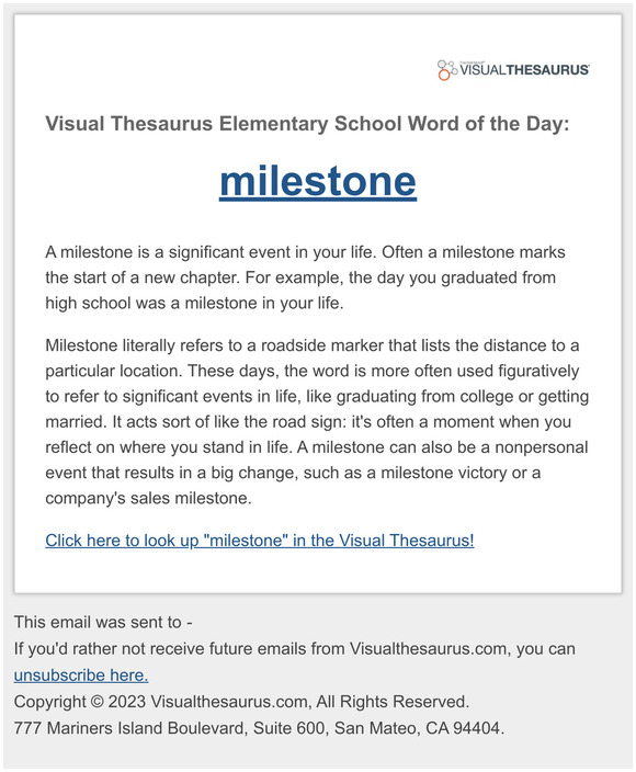 Visual Thesaurus: Visual Thesaurus Elementary School Word of the Day ...
