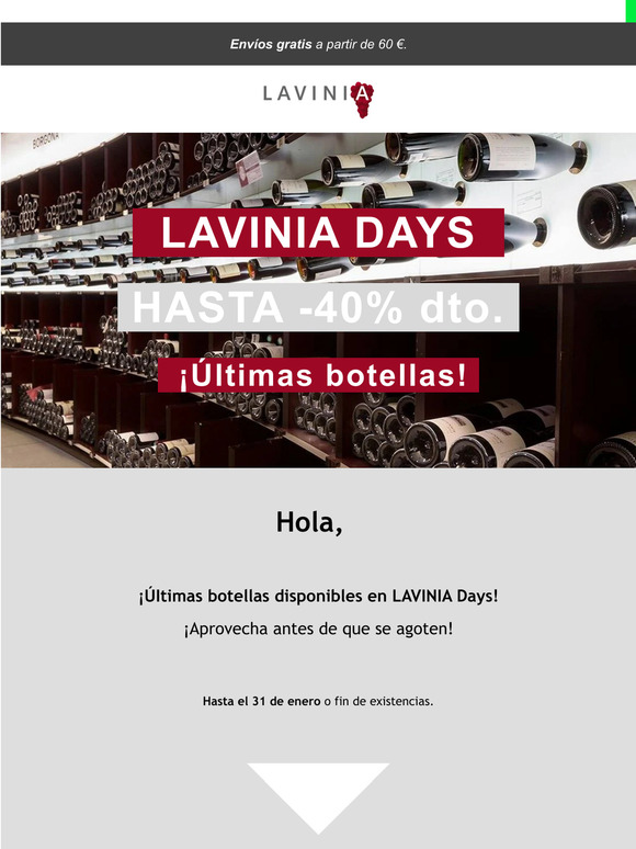 Lavinia: ¡ÚItimas botellas disponibles en LAVINIA Days! | Milled