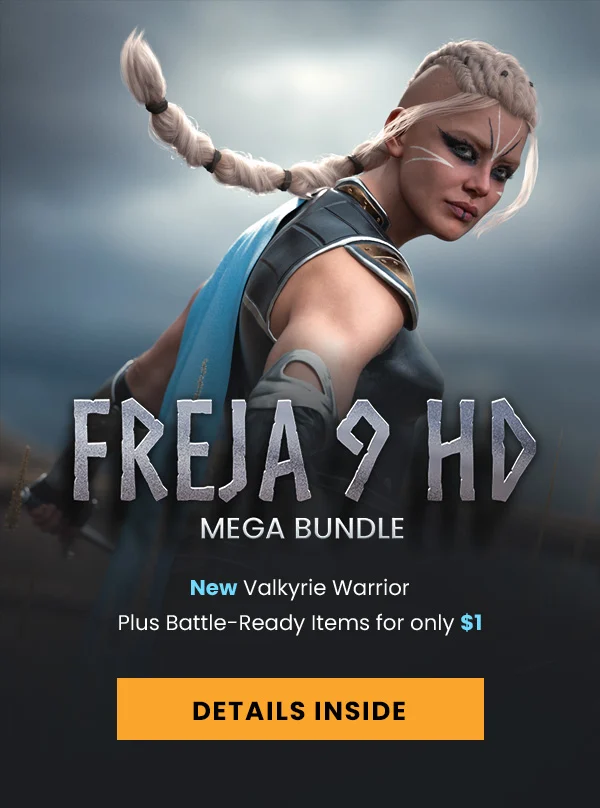 DAZ 3D: Freja 9 HD Mega Bundle - Valkyrie Warrior | Milled