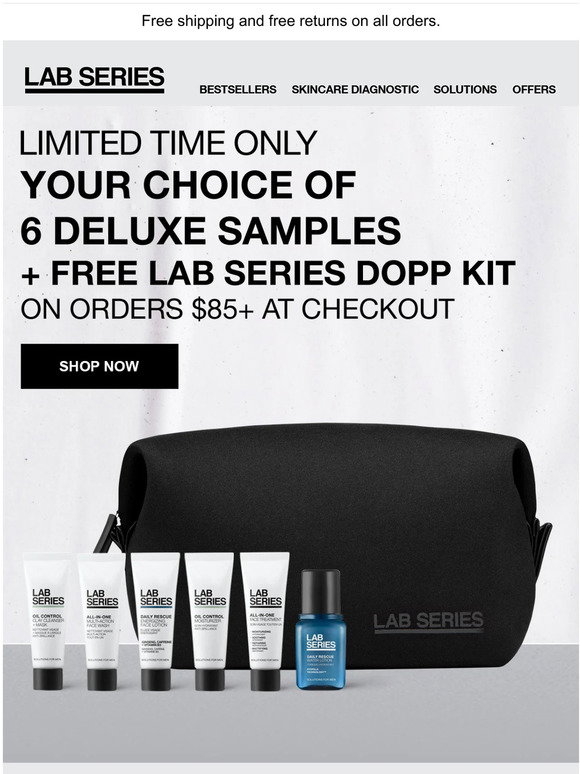 Lab Series: FINAL HOURS! Choose 6 Deluxe Samples + Dopp Kit! | Milled