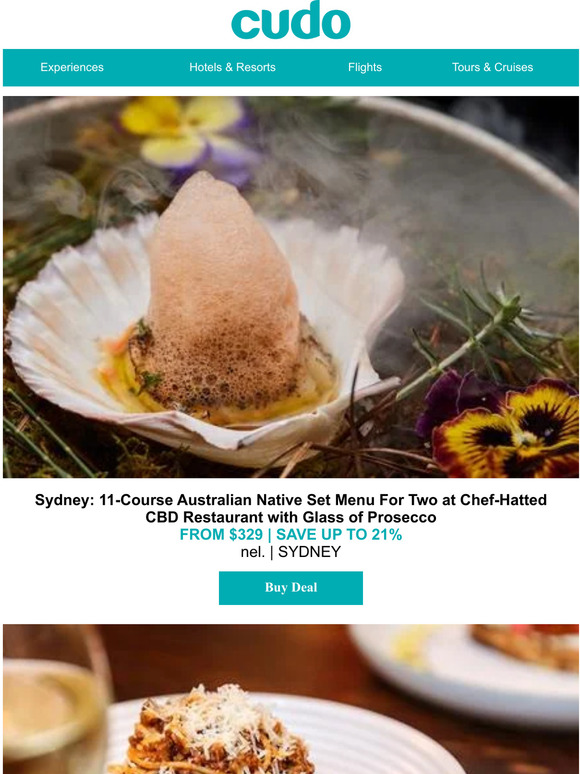 Cudo: Sydney: nel. 11-Course Australian Native Set Menu For Two w ...