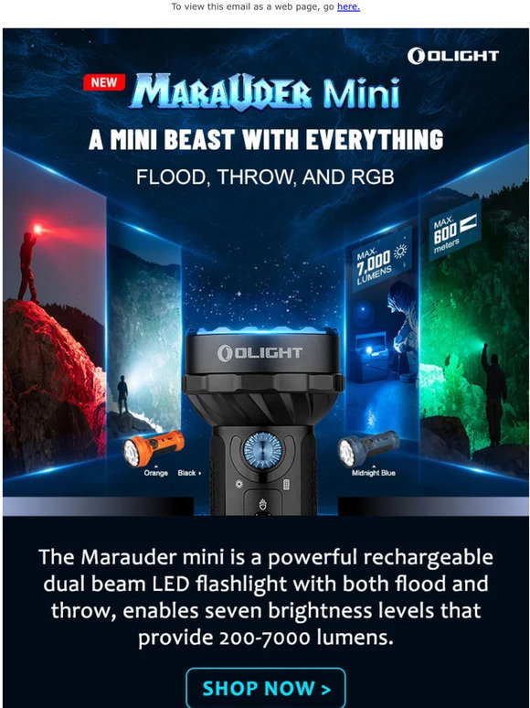 Olight: Marauder Mini: Flood, Spot, and RGB. | Milled