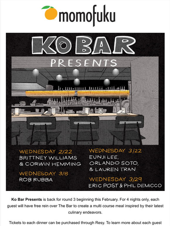 Momofuku: Ko Bar Presents is Back for Round 3 — Tickets on Sale Now ...