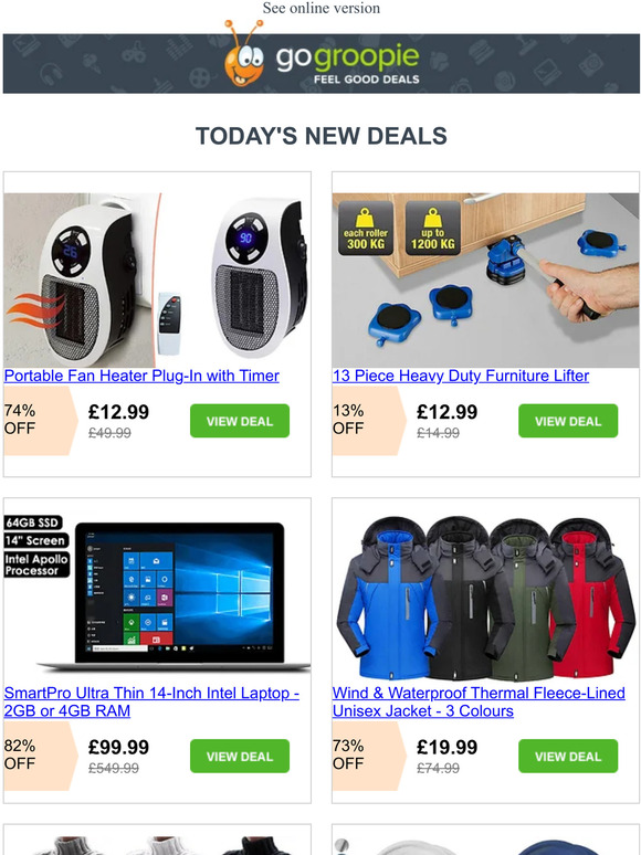 Go Groopie: Plug-In Heater + Timer & Remote NOW £12.99 | Heavy ...