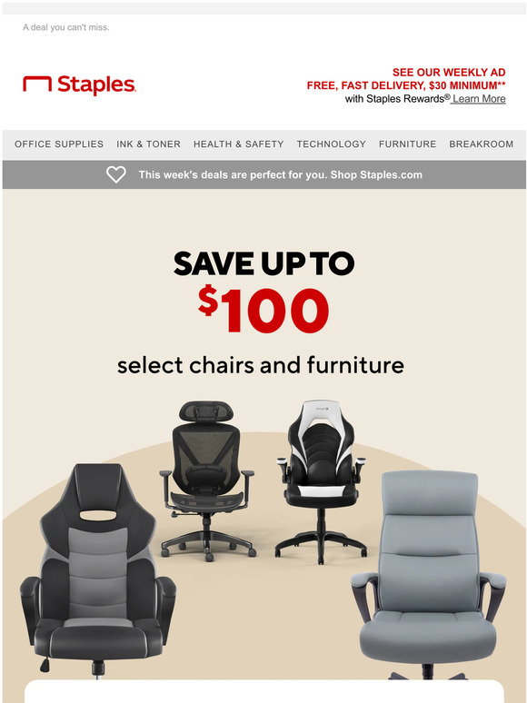 Staples: Ready for good news? Take up to $100 off to secure new ...