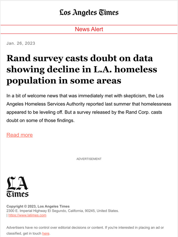 Los Angeles Times: Rand survey casts doubt on data showing decline in L ...
