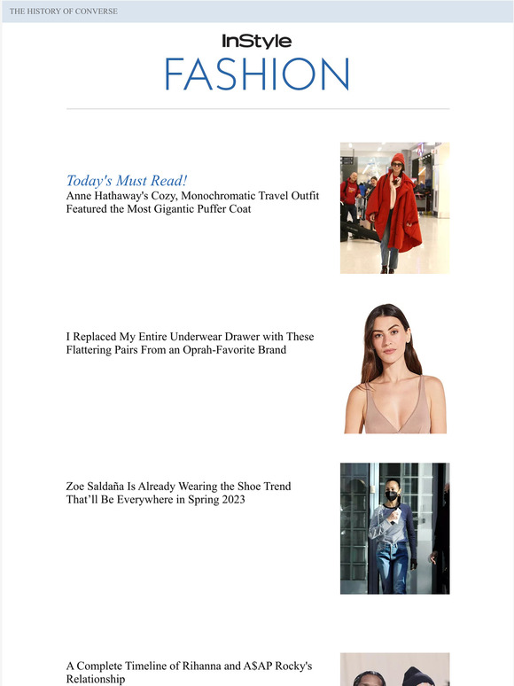 InStyle: Anne Hathaway's cozy, monochromatic travel outfit featured a ...