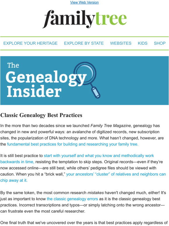 Family Tree Magazine: The Genealogy Insider: Classic Genealogy Best ...