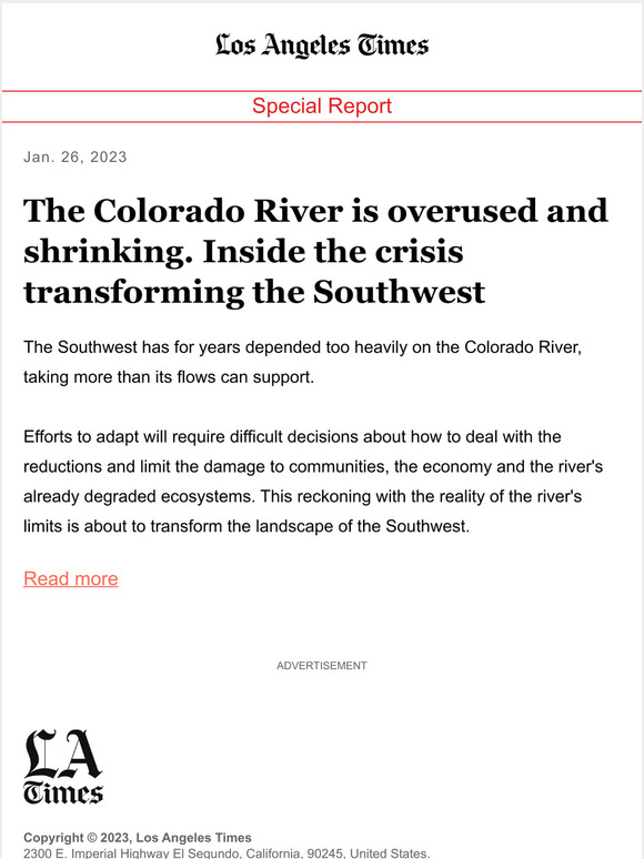 Los Angeles Times: The Colorado River is overused and shrinking. Inside ...