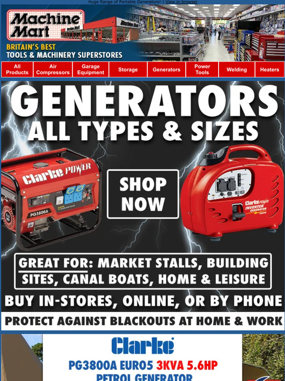 Machine Mart: New Stock Has Arrived! Generators, All Types and Sizes ...