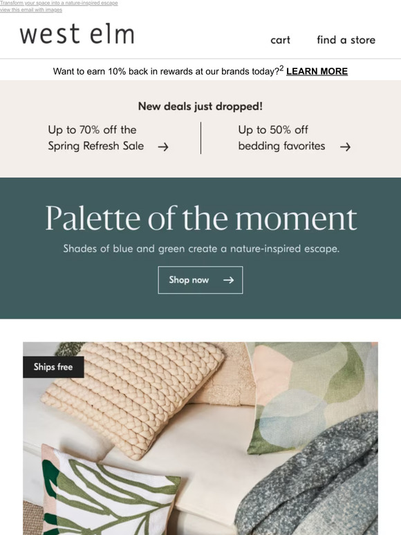 West Elm: Colors of the moment. Hint hint: 💙💚 | Milled