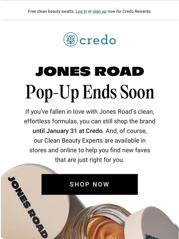 Credo Beauty: Credo x Jones Road pop-up ends 1/31 | Milled