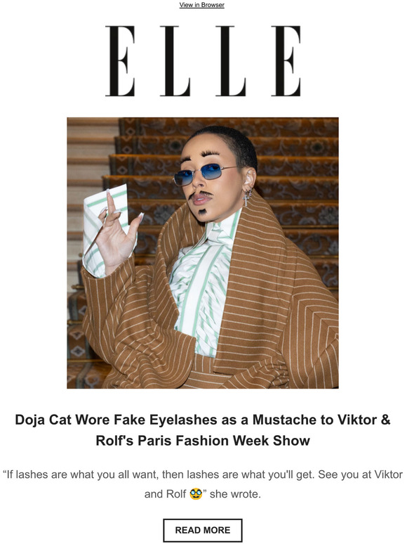 ELLE: Doja Cat Wore Fake Eyelashes as a Mustache to Viktor & Rolf's ... ELLE: Doja Cat Wore Fake Eyelashes as a Mustache to Viktor & Rolf's ...