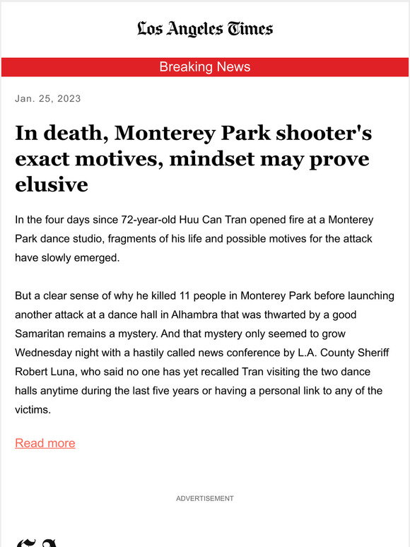 Los Angeles Times: Breaking News: Monterey Park shooter's motives prove ...