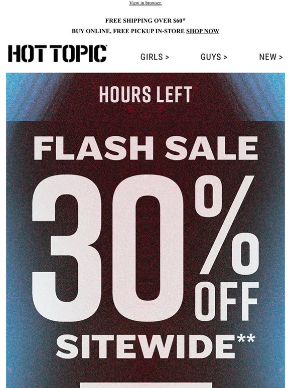 Hot Topic: 30% OFF ends in hours ⏰ Don't wait. | Milled