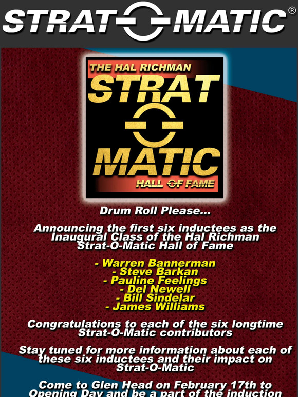 Strat-O-Matic: Announcing the Inaugural Hall of Fame Class | Milled