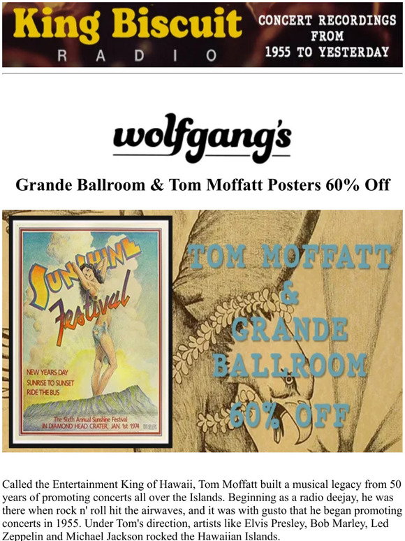 Wolfgang's Vault: ⚡GRANDE BALLROOM & TOM MOFFATT POSTERS 60% OFF | Milled