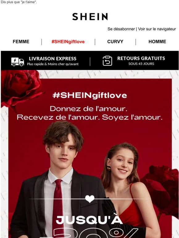 SHEIN: -20% en plus sur les promos JUSQU'À -30% ! Votre offre spéciale Saint-Valentin est ici ...