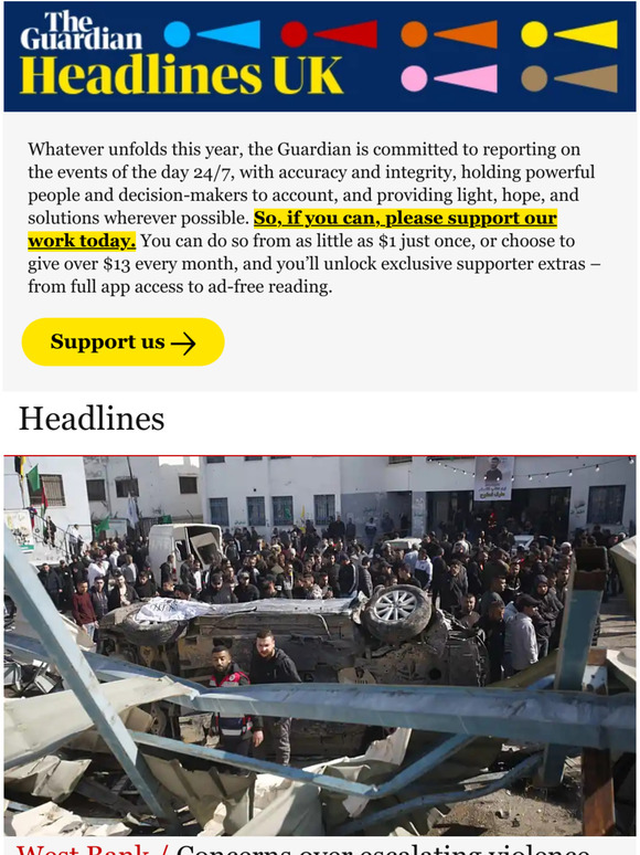 The Guardian: The Guardian Headlines: Concerns over escalating violence ...