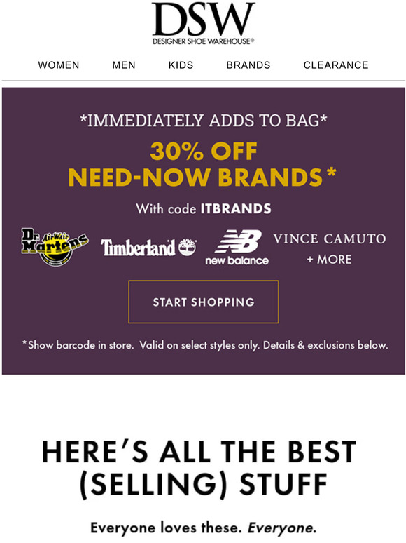 DSW: INSIDE: 30% OFF & obsession-worthy faves! | Milled