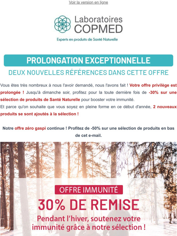 Copmed: PROLONGATION EXCEPTIONNELLE : -30% pour booster votre immunité ...