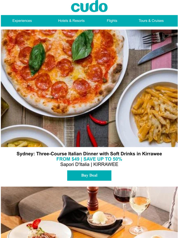 Cudo: Sydney: Three-Course Italian Dinner & Soft Drinks in Kirrawee ...