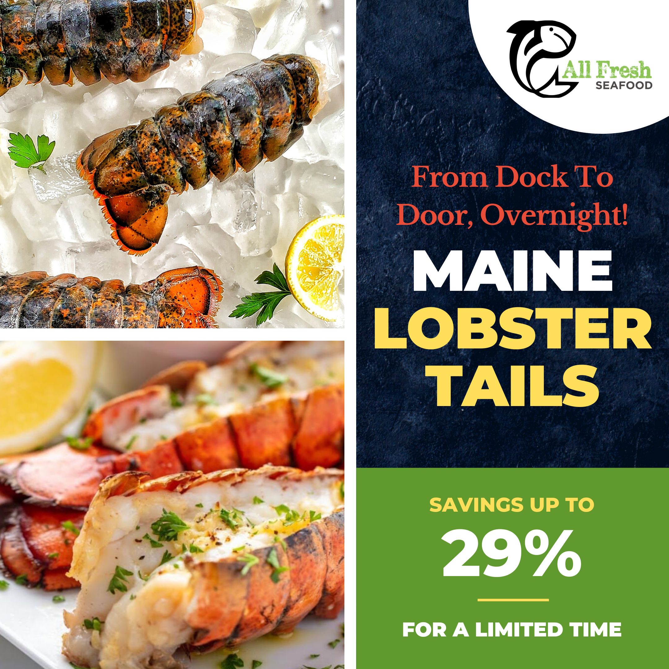 All Fresh Seafood: Overnight Shipping On Maine Lobster Tails 🦞 | Milled