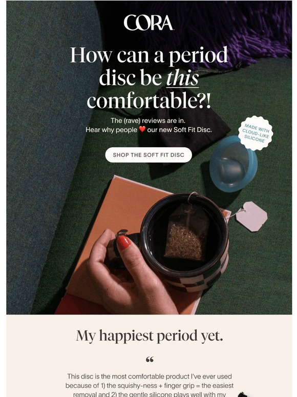 Cora: A new kinda period disc—designed to take the pressure off. | Milled