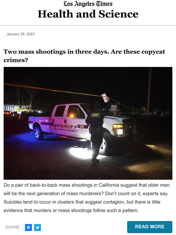 Los Angeles Times Two Mass Shootings In Three Days Are These Copycat Crimes Milled