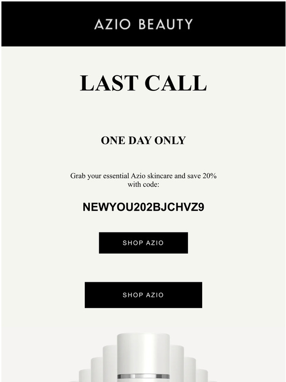 Azio Beauty: Your Azio code expires in a few hours | Milled