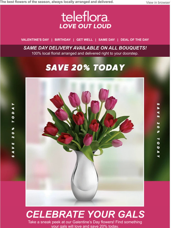 Teleflora: Enjoy 20% Off Flowers For Your Gals🌸 | Milled