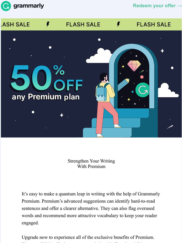 Grammarly: ⚡Flash Sale: 50% off Grammarly Premium! | Milled