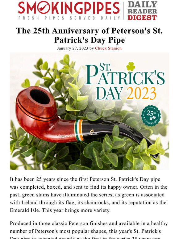 Smokingpipes: The 25th Anniversary of Peterson's St. Patrick's Day Pipe ...