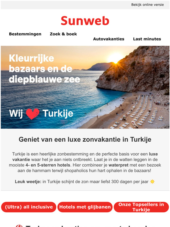 Sunweb: Geniet van een luxe vakantie in Turkije | Milled