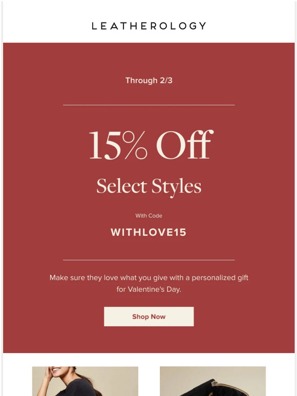 Leatherology: Surprise! 15% Off Select Styles for Valentine’s Day | Milled